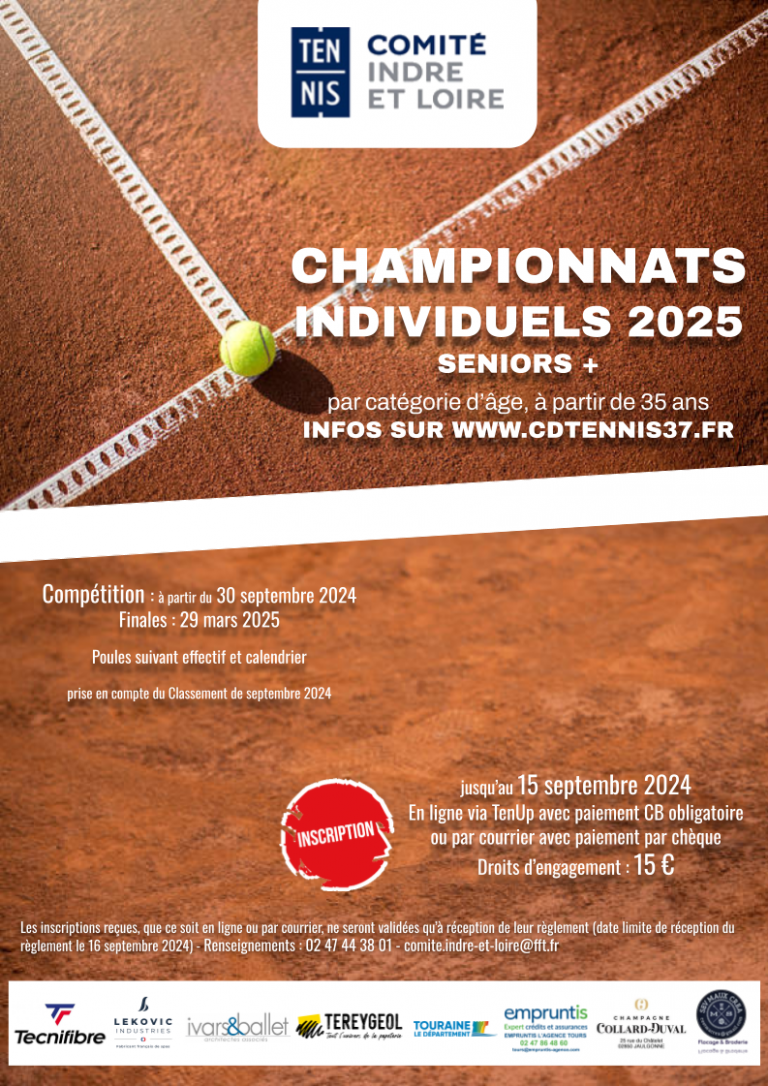 Individuels Seniors Plus 2024/2025 - Comité Départemental d'Indre et Loire de Tennis